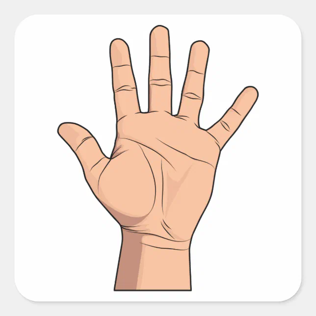 High Five Open Hand Sign Five Fingers Gesture Square Sticker | Zazzle