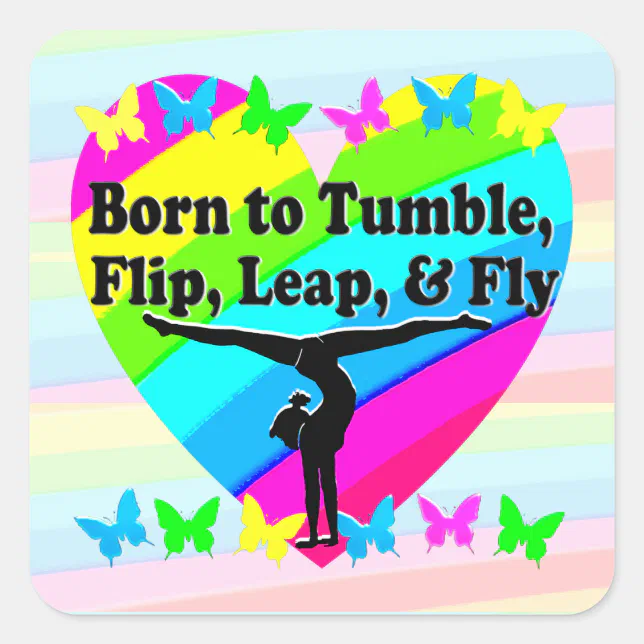HIGH FLYING GYMNASTICS QUEEN SQUARE STICKER | Zazzle