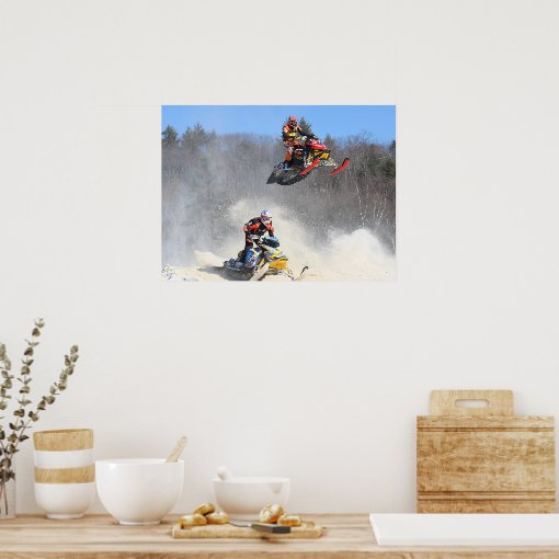 High Flying Snowmobile Print | Zazzle