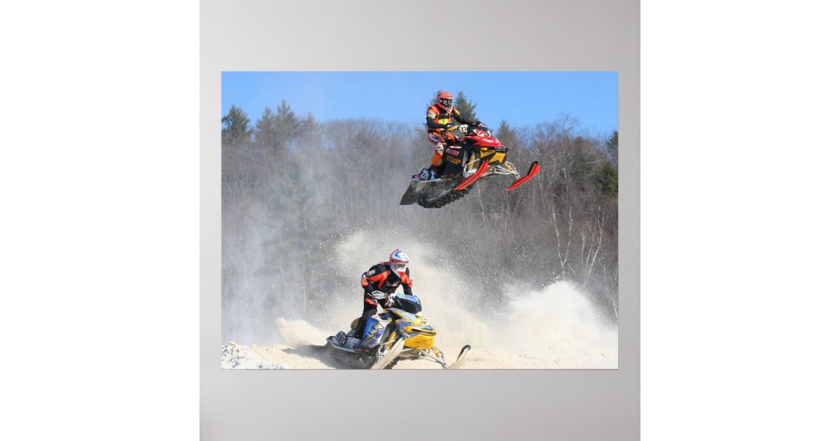 High Flying Snowmobile Print | Zazzle