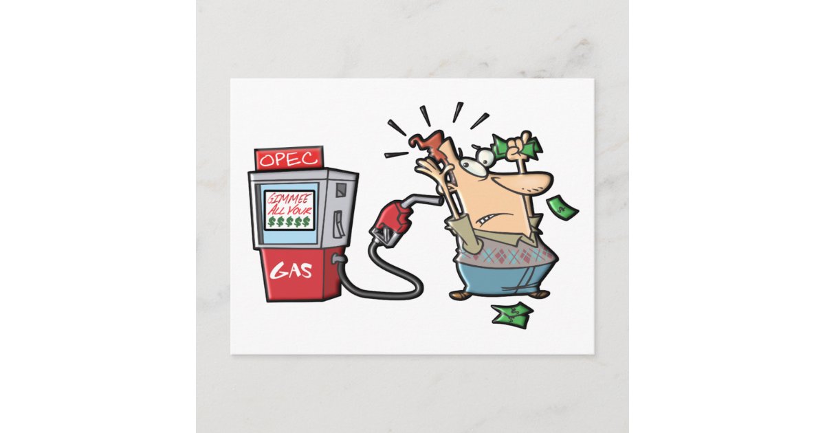 High Gas Prices Cartoon Characters Postcard | Zazzle