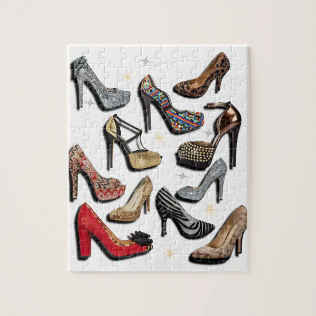 High Heel Shoe Collage Sparkle Fashion Pumps Jigsaw Puzzle | Zazzle