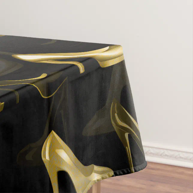 High Heels Golden Shoes pattern Tablecloth | Zazzle