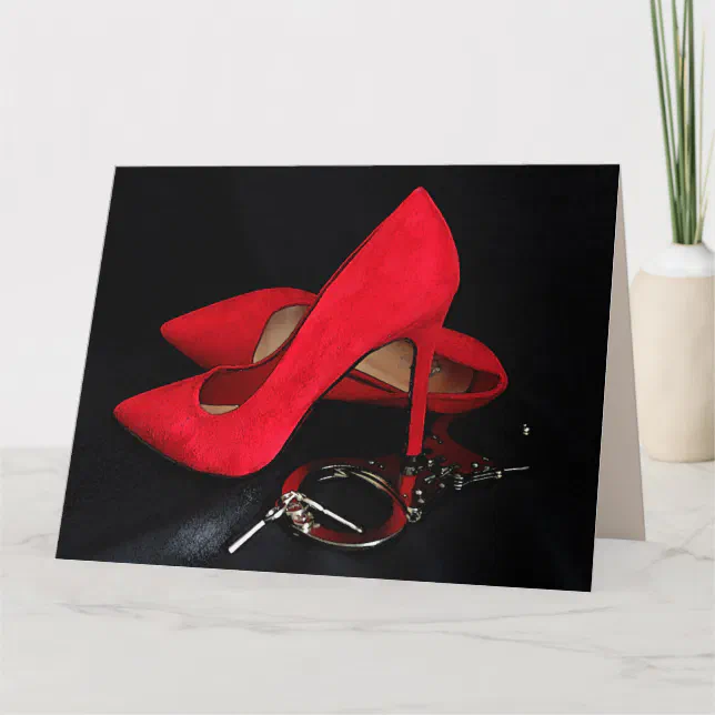 HIGH HEELS & HANDCUFFS BIRTHDAY FOR HUSBAND CARDS | Zazzle
