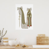 High Heels Lace and Bows Stiletto Shoes Art Poster | Zazzle
