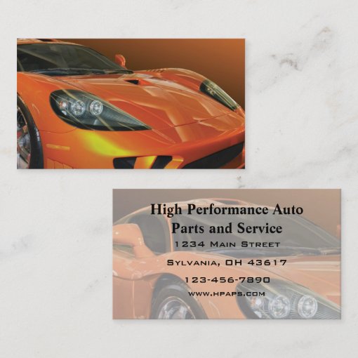 High Performance Auto Sales and Service Business Card | Zazzle