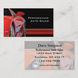 High Performance Auto Sales and Service Business Card | Zazzle