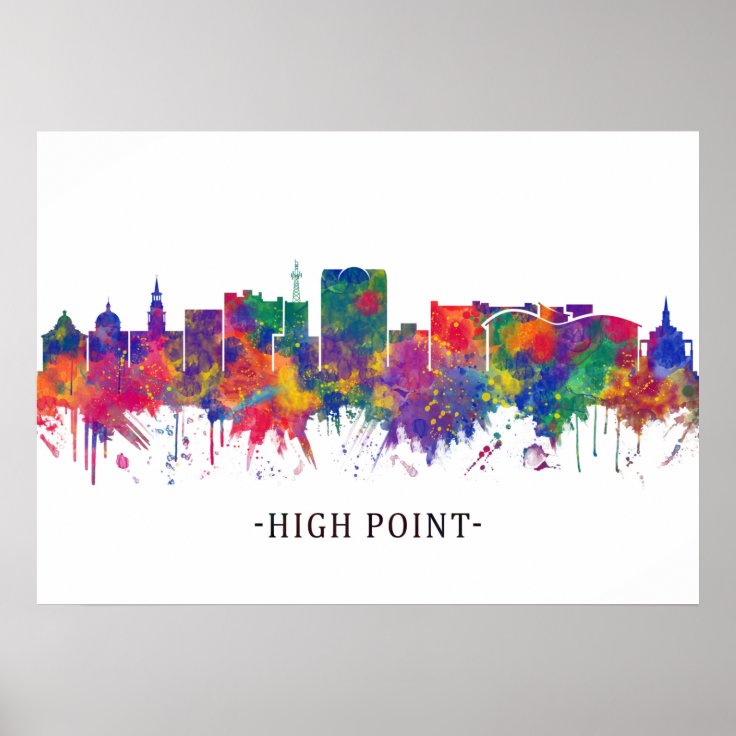 High Point North Carolina Skyline Poster | Zazzle