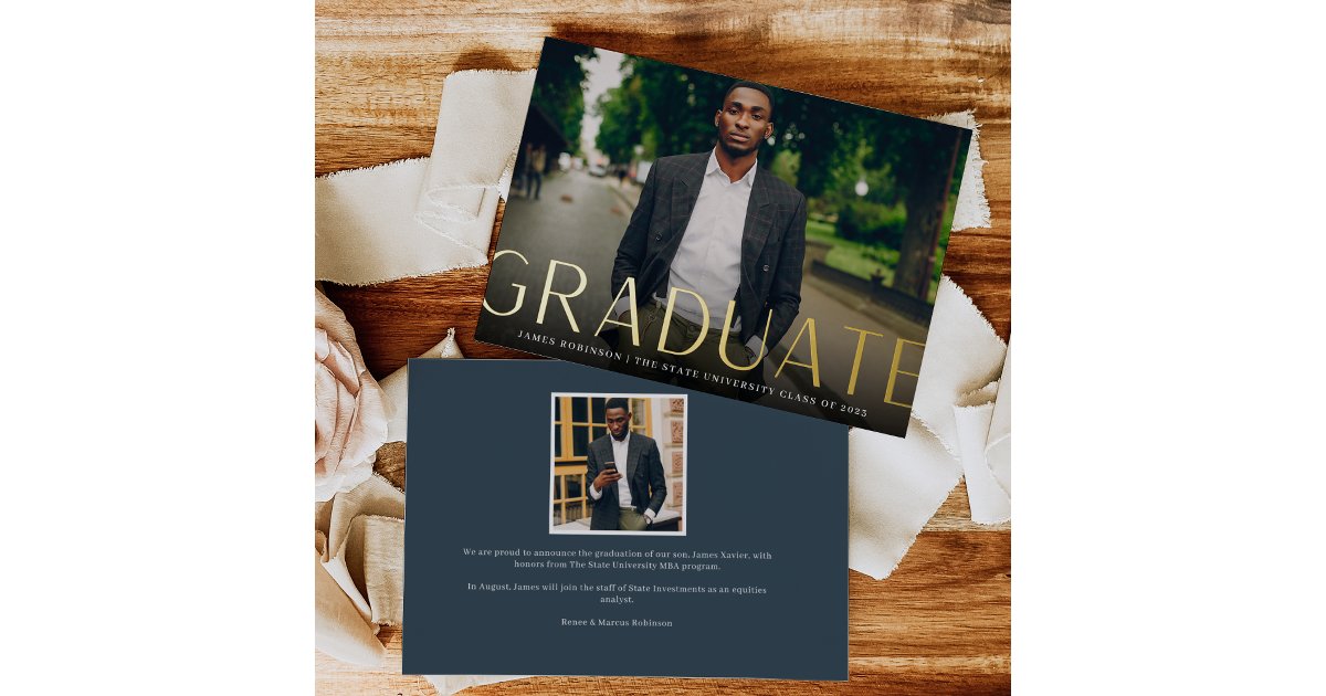 High Profile | Photo Foil Graduation Announcement | Zazzle