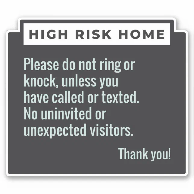 HIGH RISK HOME WARNING STICKER | Zazzle