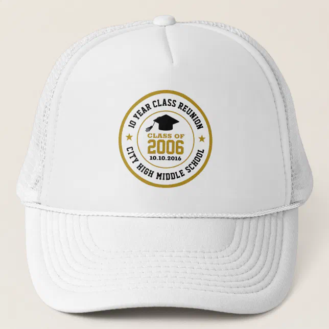 High School Class Reunion College Graduation Year Trucker Hat | Zazzle