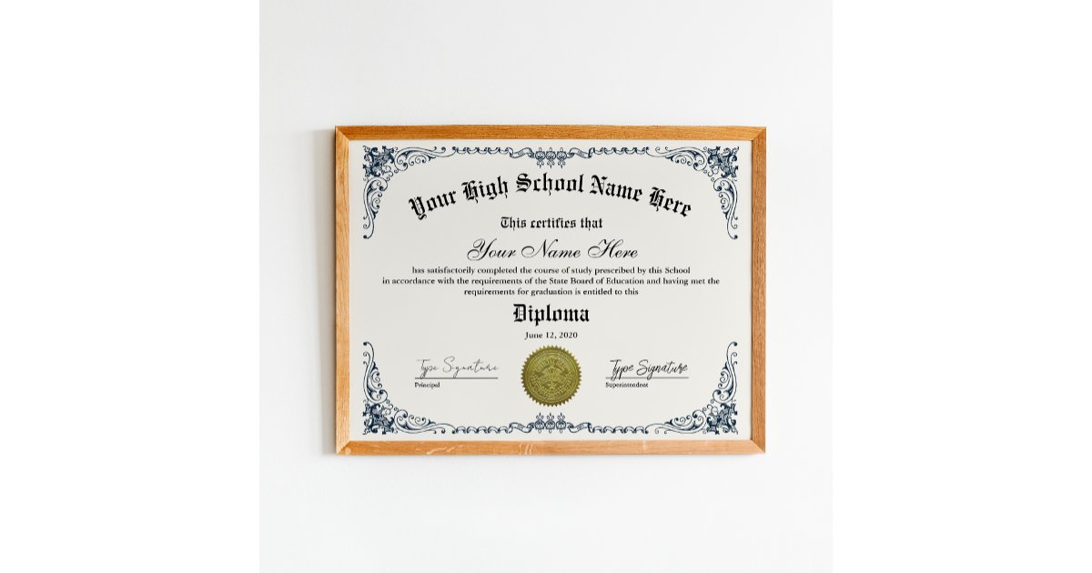 High School graduate Diploma, GED certificate Poster | Zazzle
