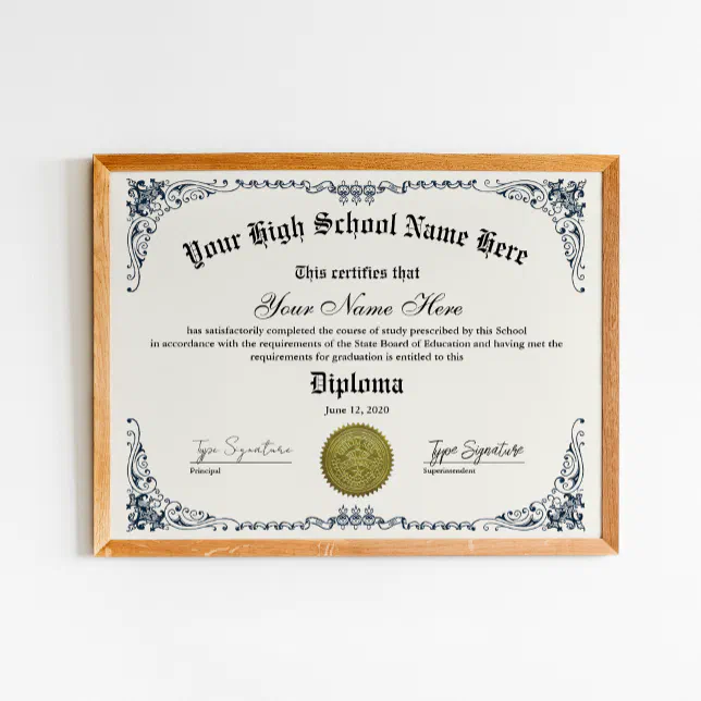 High School graduate Diploma, GED certificate Poster | Zazzle