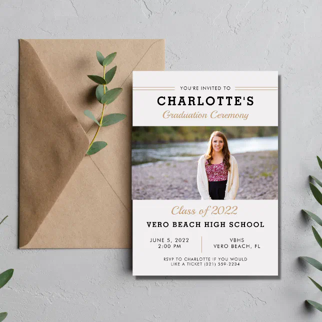High School Graduation Ceremony Photo Invitation | Zazzle
