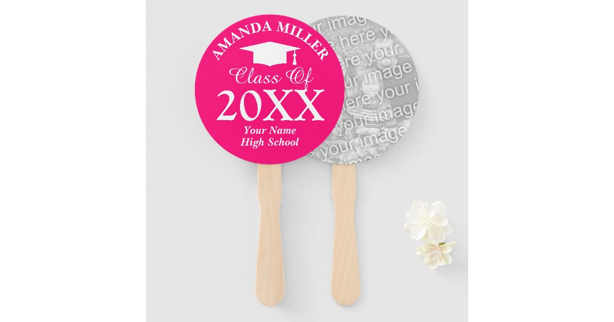 High school graduation custom photo hand fans | Zazzle