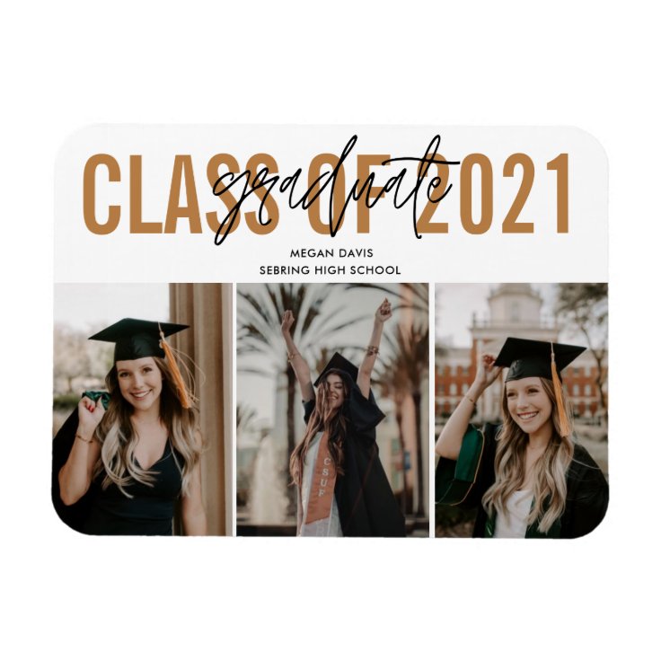 High School Graduation Gold Photo Magnet | Zazzle