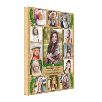 High School Graduation Photo Collage | Burlap Fern Canvas Print | Zazzle