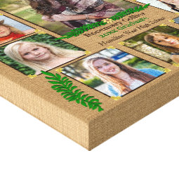High School Graduation Photo Collage | Burlap Fern Canvas Print | Zazzle