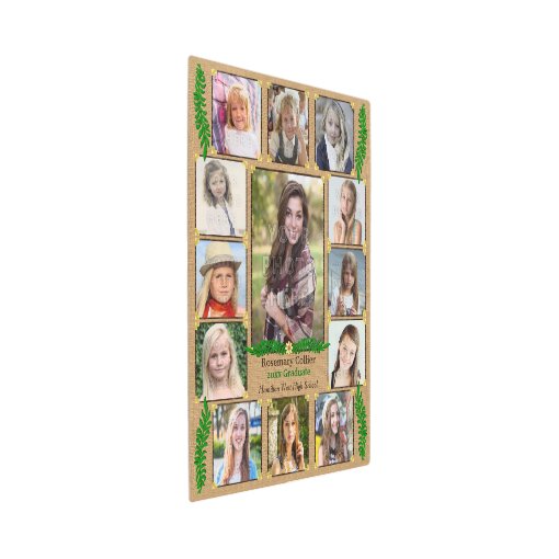 High School Graduation Photo Collage | Burlap Fern Metal Print | Zazzle