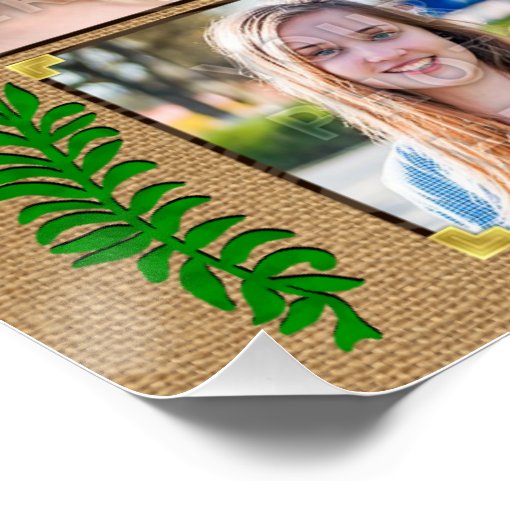 High School Graduation Photo Collage | Burlap Fern Poster | Zazzle