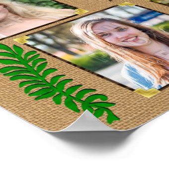 High School Graduation Photo Collage | Burlap Fern Poster | Zazzle