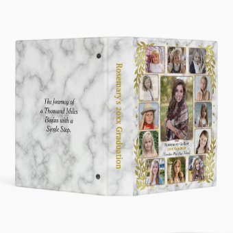 High School Graduation Photo Collage | Marble Gold Mini Binder | Zazzle
