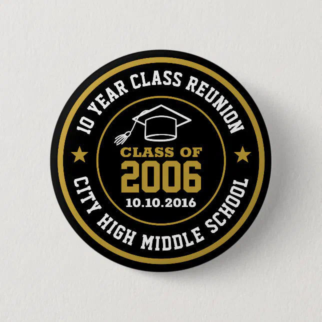 High School Reunion Class Of Graduation Year Button | Zazzle