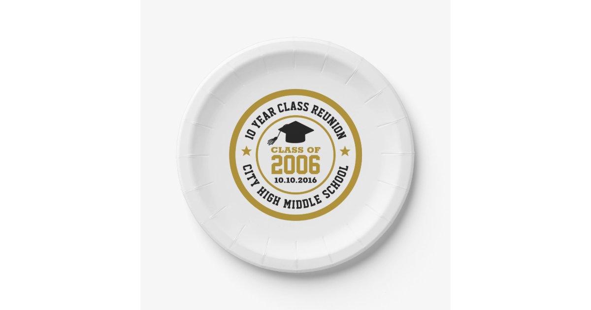 High School Reunion Class Of Graduation Year Paper Plates | Zazzle