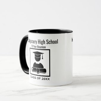 High School Reunion Custom Black Minimalist Mug | Zazzle