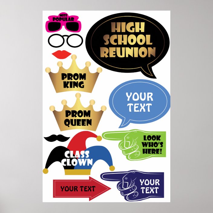 High School Reunion Photobooth Props Kit Poster | Zazzle.com