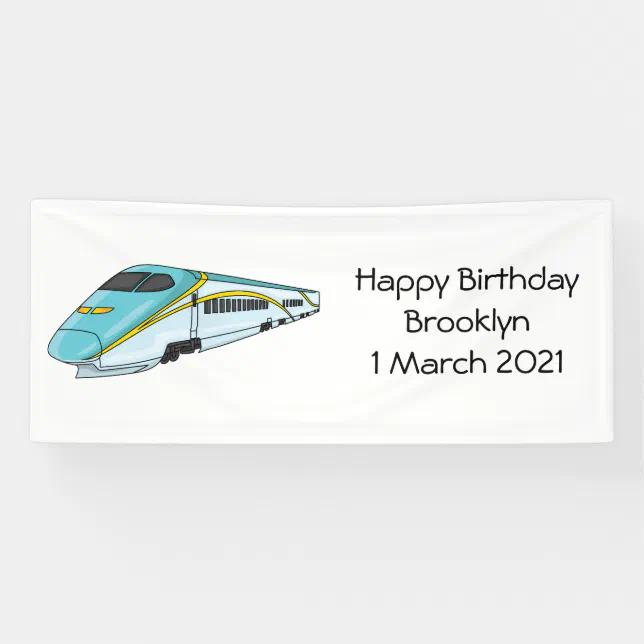 High speed bullet train cartoon illustration banner | Zazzle