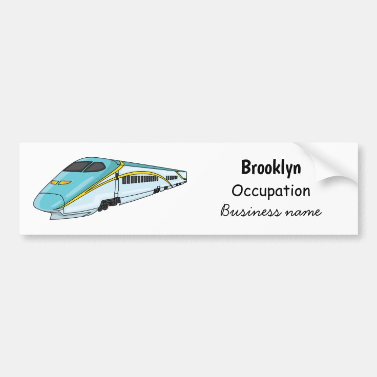 High speed bullet train cartoon illustration bumper sticker | Zazzle
