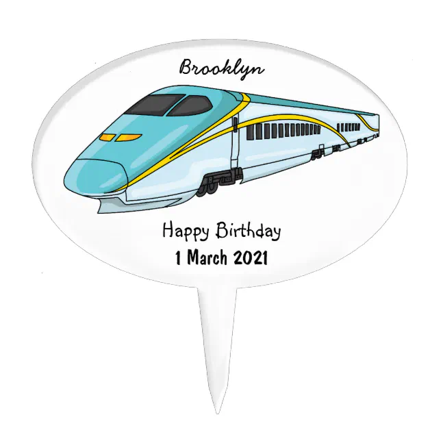High speed bullet train cartoon illustration cake topper | Zazzle