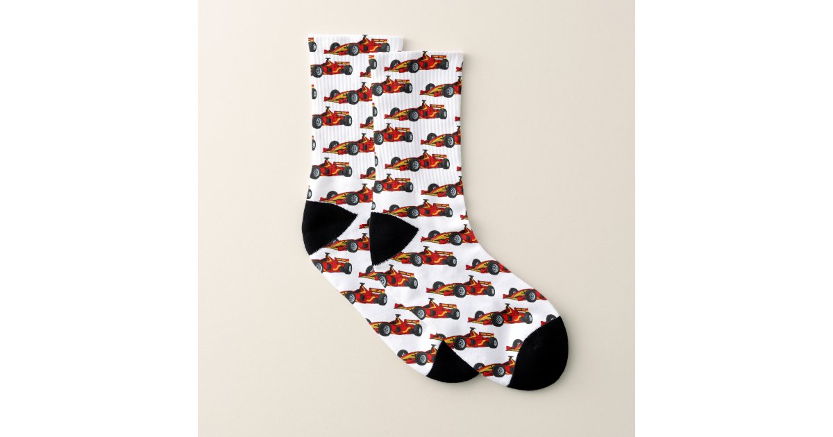 High speed racing cars cartoon illustration socks | Zazzle