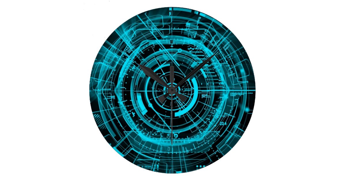 High Tech Digital Time Space Physics Large Clock | Zazzle.com