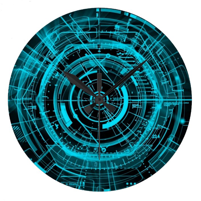 High Tech Digital Time Space Physics Large Clock | Zazzle.com