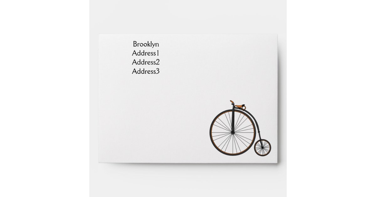 High wheel bicycle cartoon illustration envelope | Zazzle