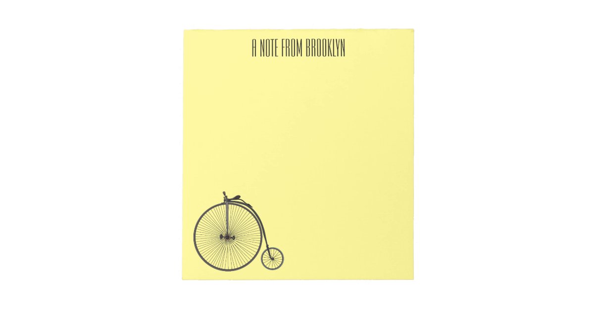 High wheel bicycle cartoon illustration notepad | Zazzle