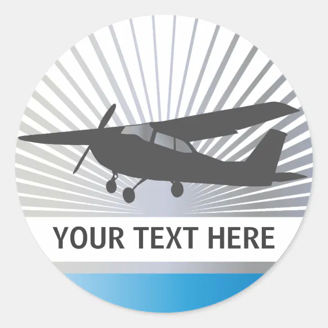 High Wing Aircraft - Custom Text Classic Round Sticker | Zazzle