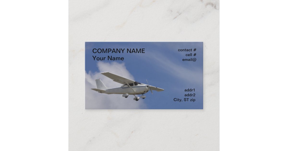 high wing light aircraft business card | Zazzle