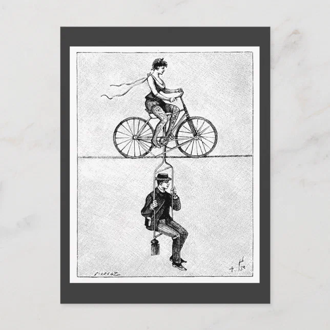 High-wire Bicycle - Vintage Circus Cycling Act Postcard | Zazzle