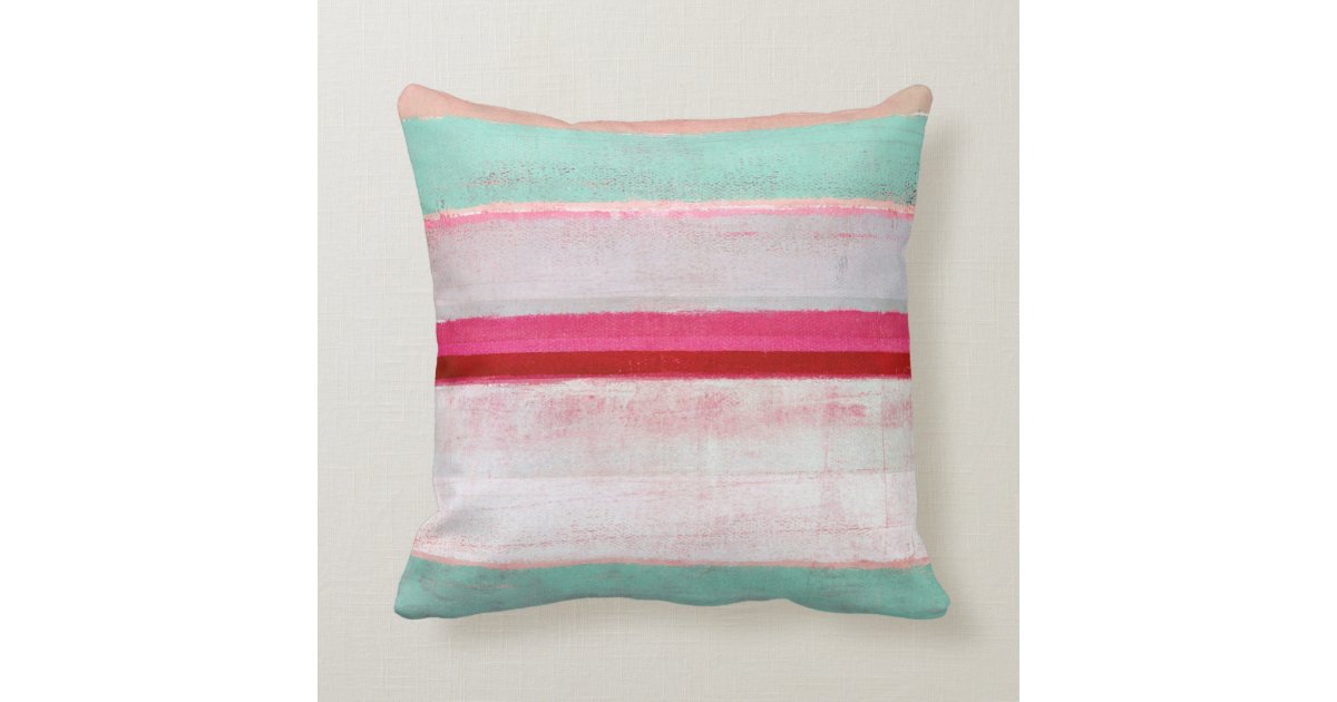 'Higher' Turquoise and Pink Abstract Art Throw Pillow | Zazzle.com