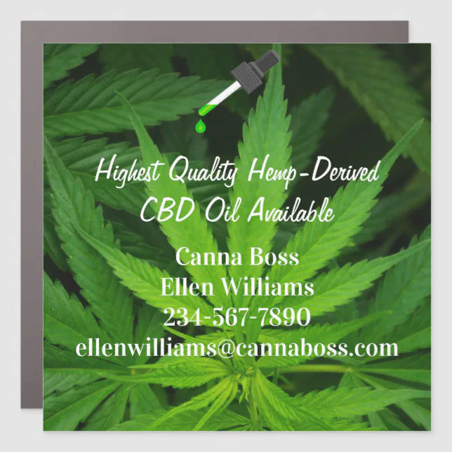 Highest Quality Hemp-Derived CBD Oil Available Car Magnet | Zazzle