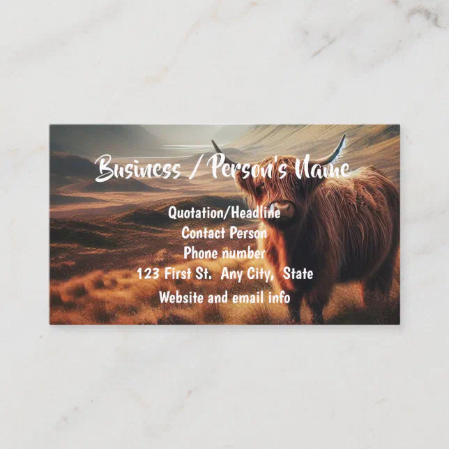 Highland Cattle Cows Animal Farm Custom Business Card | Zazzle