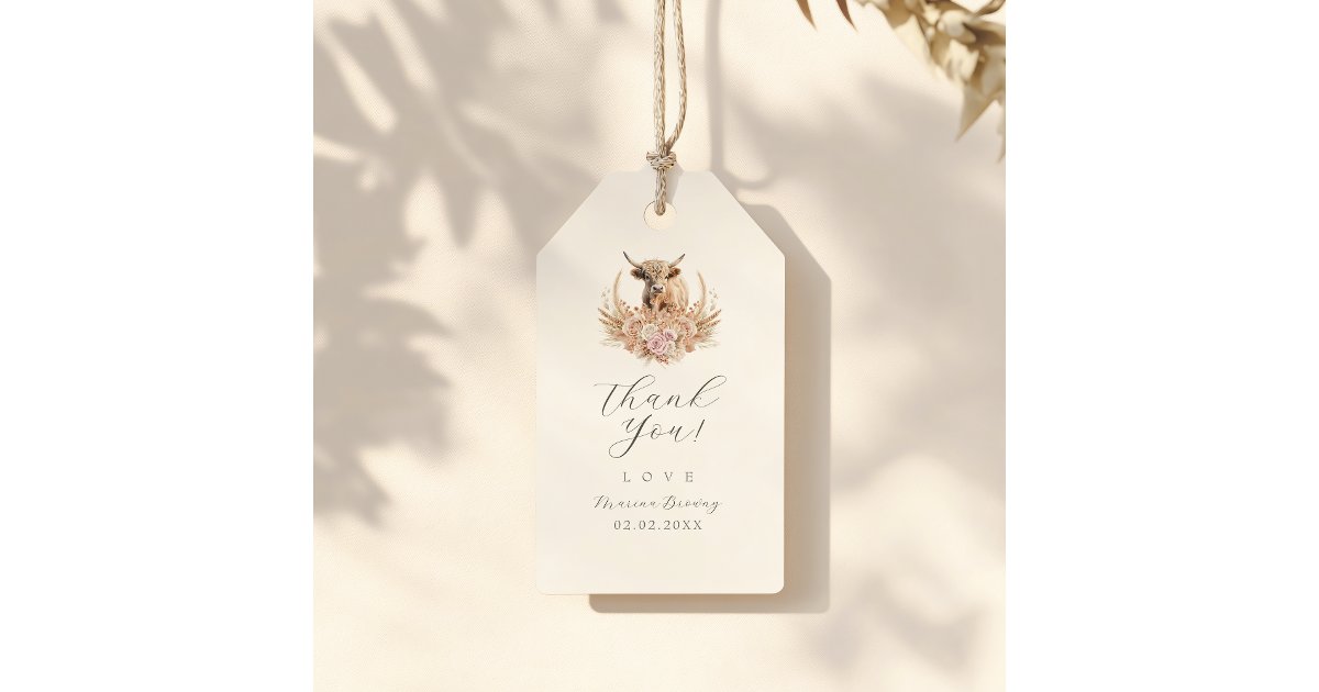 Highland Cow baby shower favor tag | Zazzle