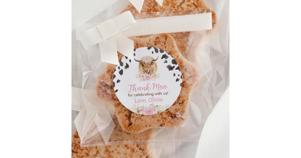 Highland Cow Birthday Sticker Labels | Zazzle