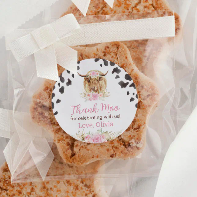 Highland Cow Birthday Sticker Labels | Zazzle