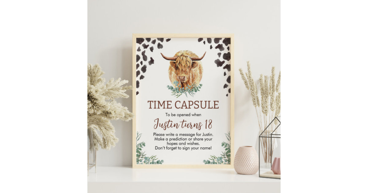 Highland Cow Birthday Time Capsule Poster | Zazzle