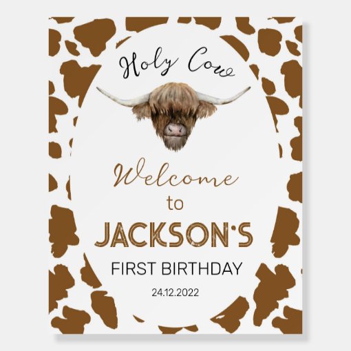 Highland Cow Birthday Welcome Sign | Zazzle