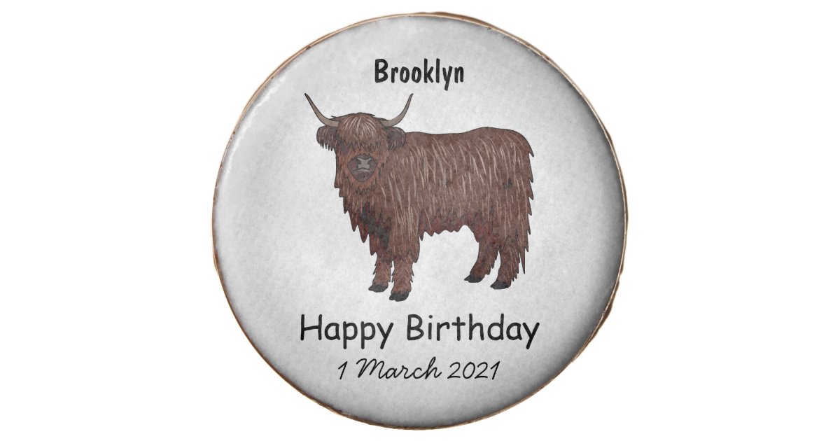 Highland cow cartoon illustration chocolate covered oreo | Zazzle